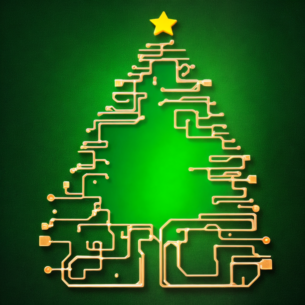 a circuit board with a christmas tree layout