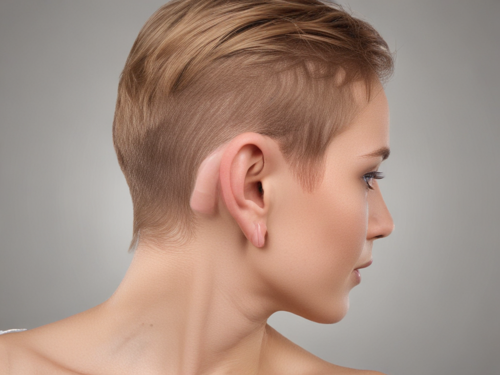 Profile View of a Woman with Short Hair and Unique Ear Shape