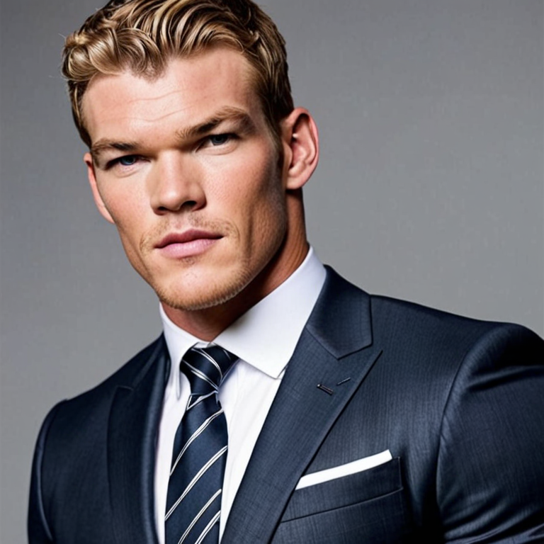Alan Ritchson as a suit-clad spy
