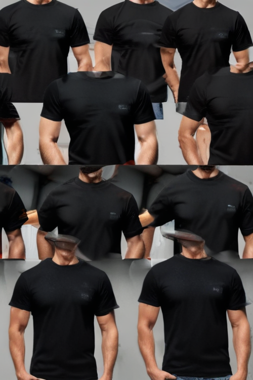 Collection of Black T-Shirts Displayed on Headless Male Models in ...