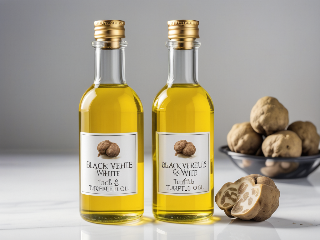 Exquisite Bottles of Black and White Truffle Oil for Culinary Delights