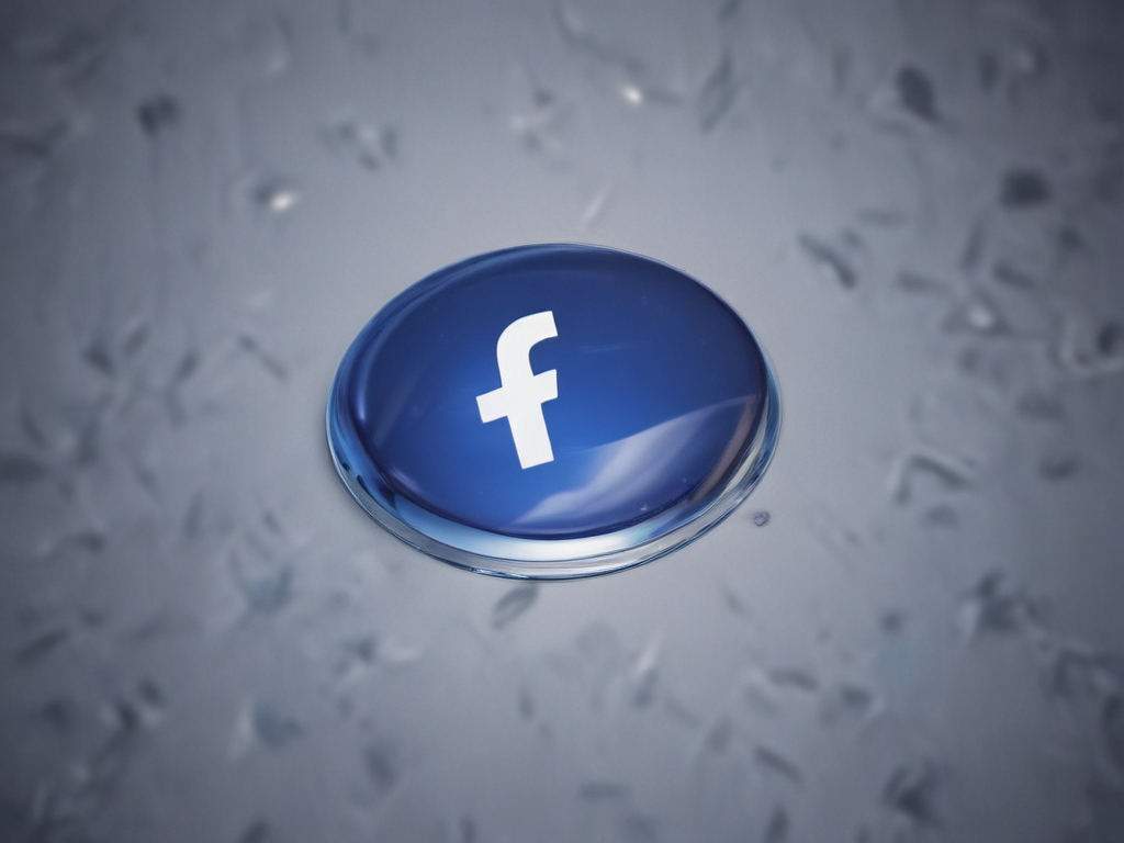 Shiny Blue Facebook Logo on a Textured Background with Subtle Reflections