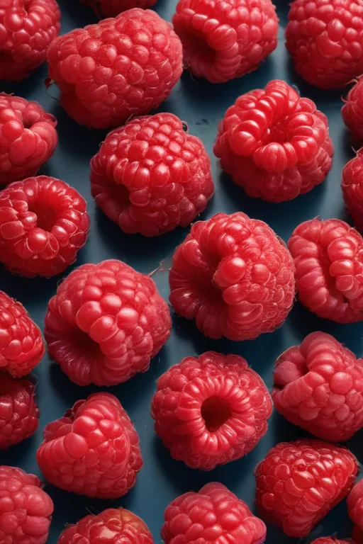 Vibrant Red Raspberries Arranged Beautifully on a Dark Background Surface