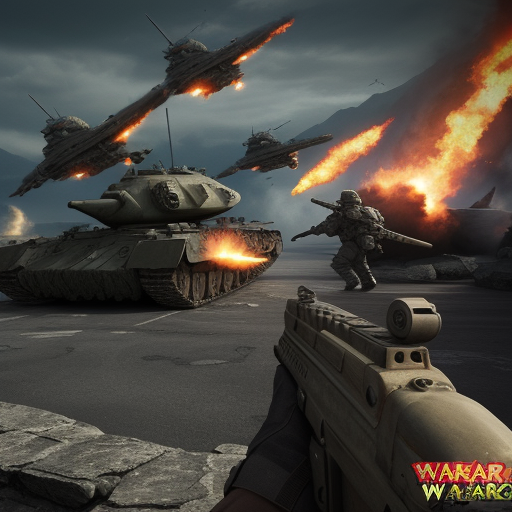 Epic Battlefield Scene with Tanks, Soldiers, and Alien Spaceships ...