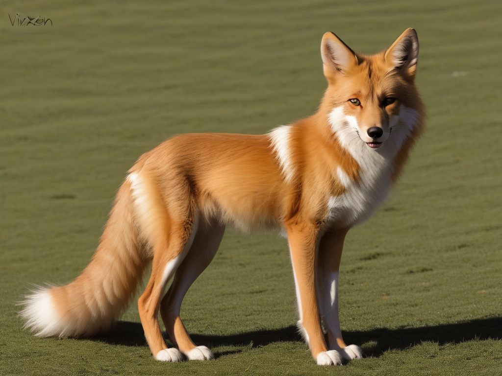 A Beautiful Orange Fox Standing Gracefully on a Green Grass Field.