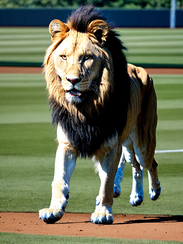 A walking lion.