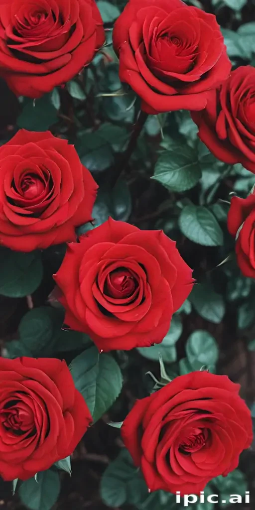 A Beautiful Arrangement of Vibrant Red Roses Surrounded by Lush Green ...
