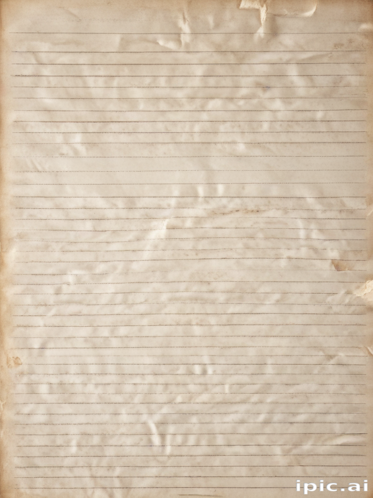 An Old, Aged Sheet of Lined Paper with Subtle Creases and Folds