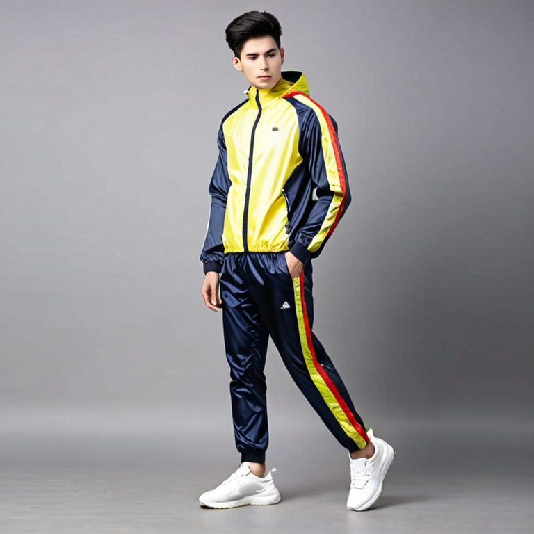 Blonde shiny windbreaker tracksuit multi color
