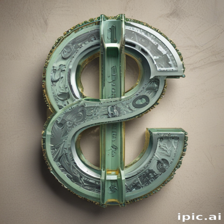 Intricate Design of a Dollar Sign with Decorative Elements and Textures