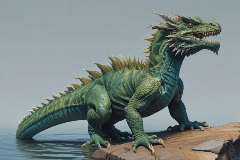 full body water dragon in bitmap