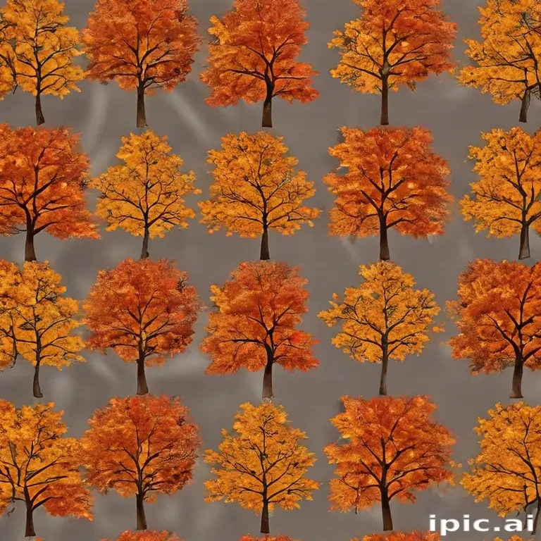 Autumn Leaves: A Beautiful Pattern of Vibrant Orange Trees in Fall