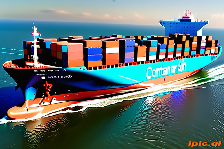 Large Container Ship Navigating Through Calm Waters with Colorful Cargo