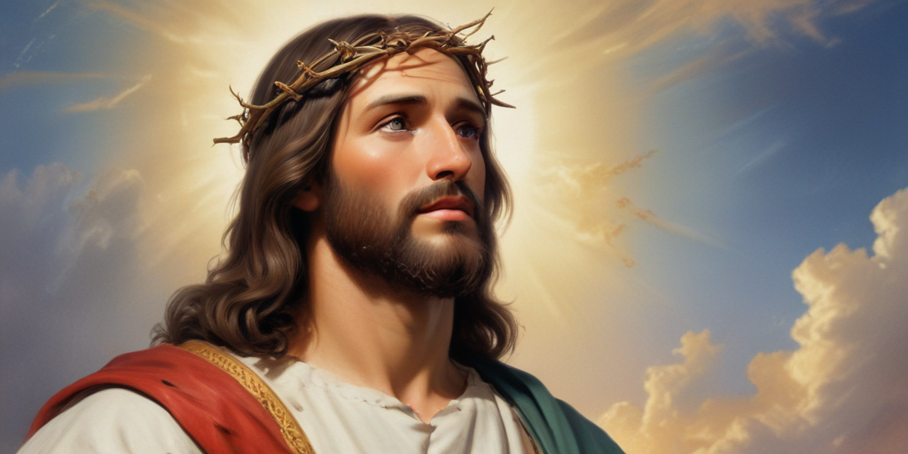 Portrait of a Compassionate Figure Surrounded by Divine Light and Glory