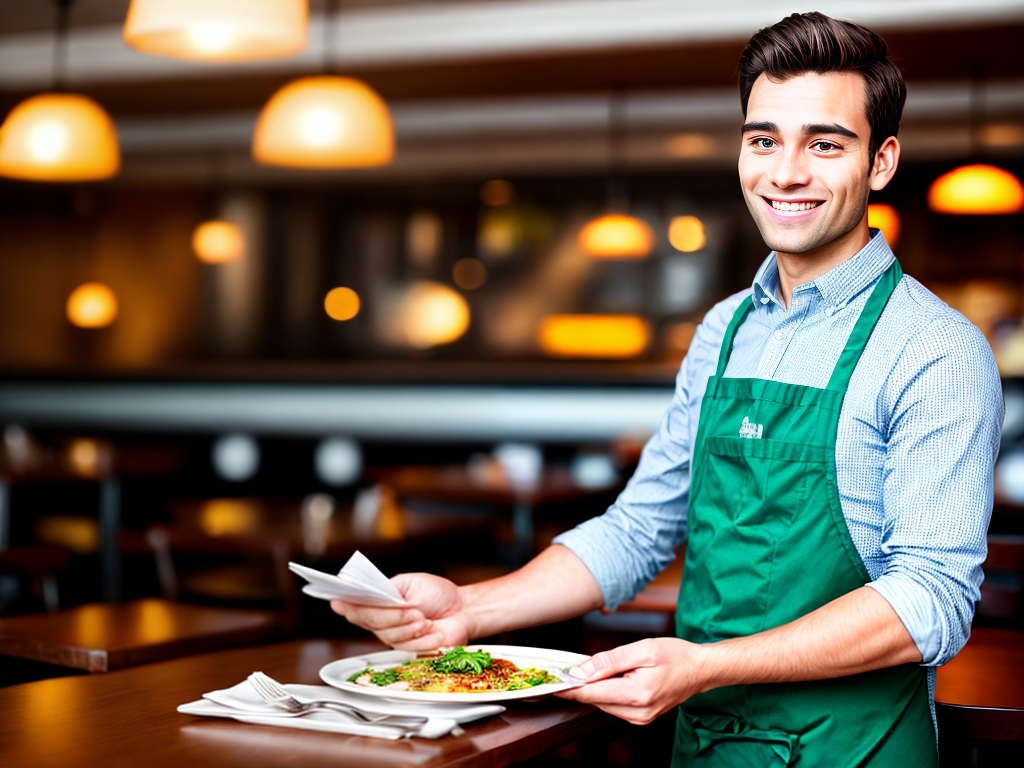 man in restaurant holding menu