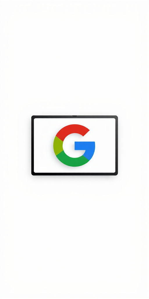 Stylized Google Logo Displayed on a Modern Tablet with Clean Background