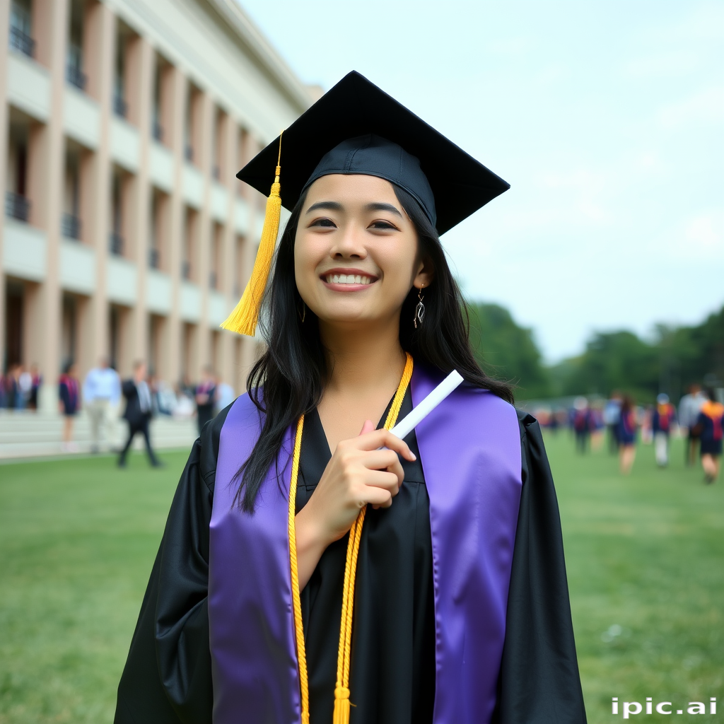 Joyful Graduate Celebrating Academic Achievement on Graduation Day Outdoors