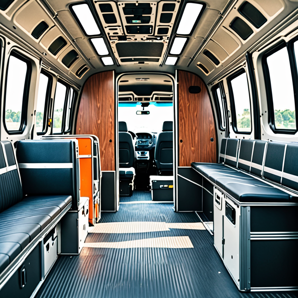 inside the back of messy transit van hyperrealistic action adventure