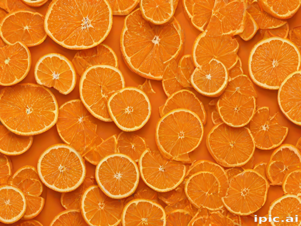 Vibrant Arrangement of Freshly Sliced Oranges on a Bright Orange Background