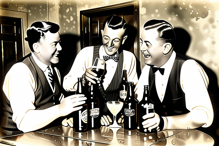 Three Friends Enjoying Drinks Together in a Vintage Bar Setting