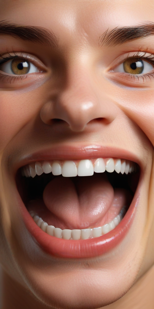 Joyful Expression: A Close-Up of a Person's Bright Smile and Gleaming Teeth