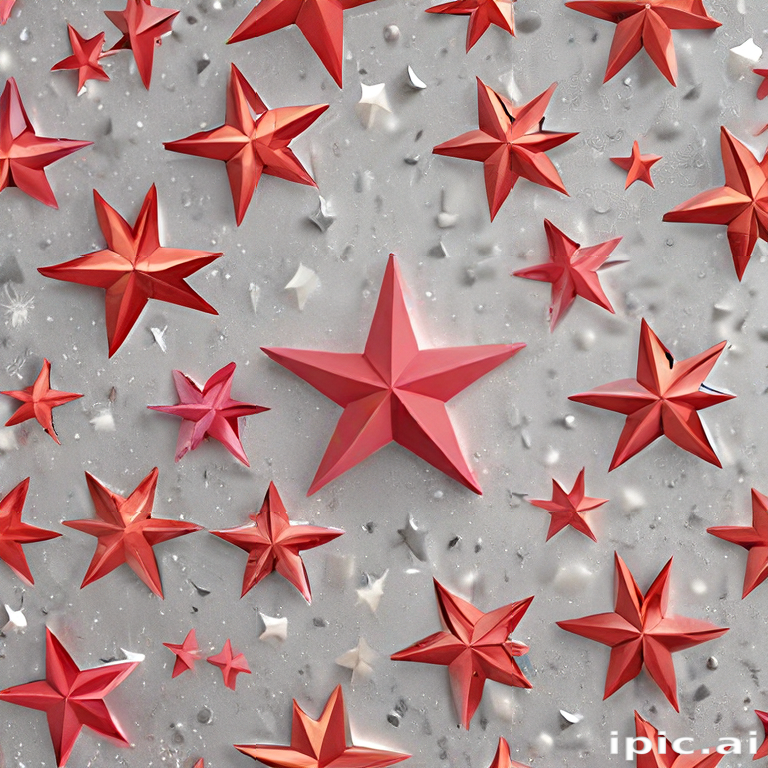 Colorful Three-Dimensional Stars Decorate a Light Gray Background with ...