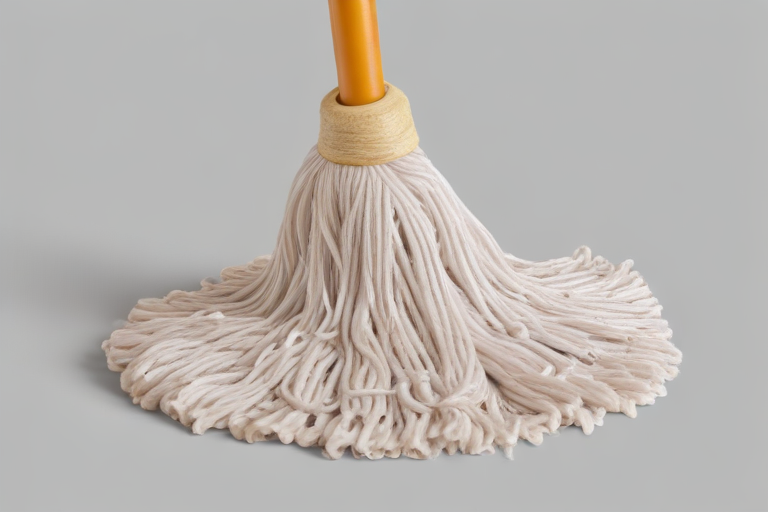 Close-Up of a Clean, Fluffy Mop Ready for Household Cleaning Tasks