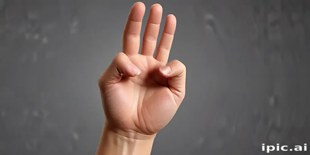 Hand Gesture Displaying the Number Four with Elegant Finger Positioning
