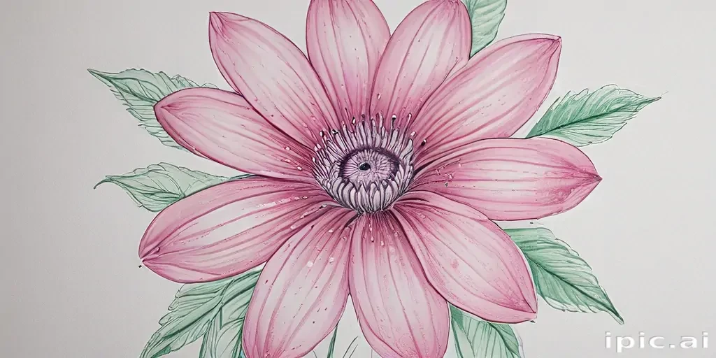 Beautiful Pink Flower with Delicate Petals and Lush Green Leaves