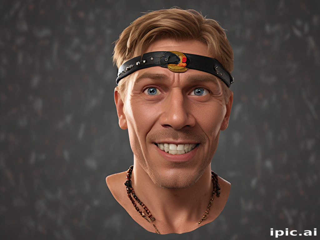 Realistic 3D Render of a Smiling Man with Stylish Accessories and Hair