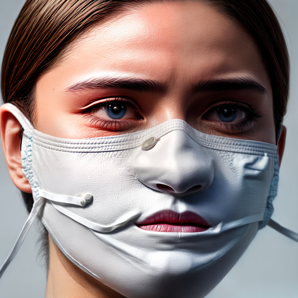 a white mask with a tear