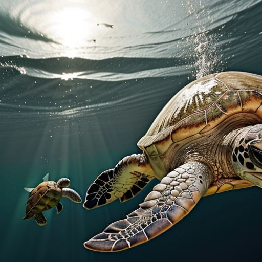 Graceful Sea Turtles Swimming Beneath the Sparkling Ocean Surface