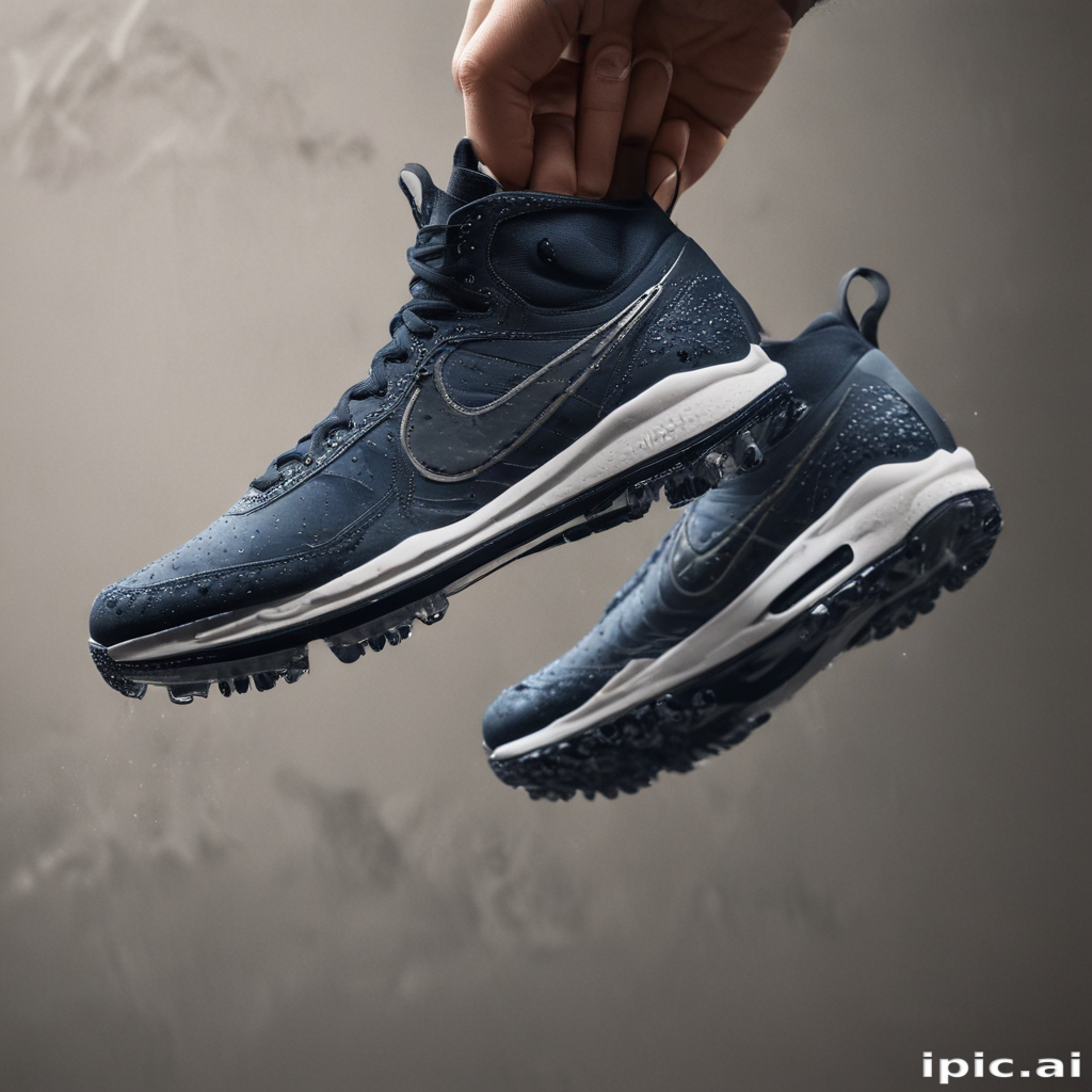 Stylish Nike Sneakers in Dark Blue with Unique Design and Texture