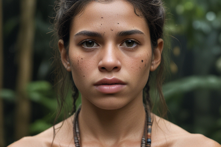 A hyper realistic Amazonian human worrier