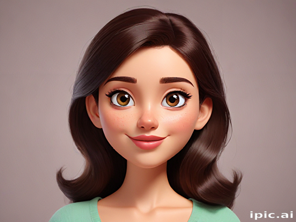 Charming Animated Character with Warm Brown Eyes and Soft Brown Hair