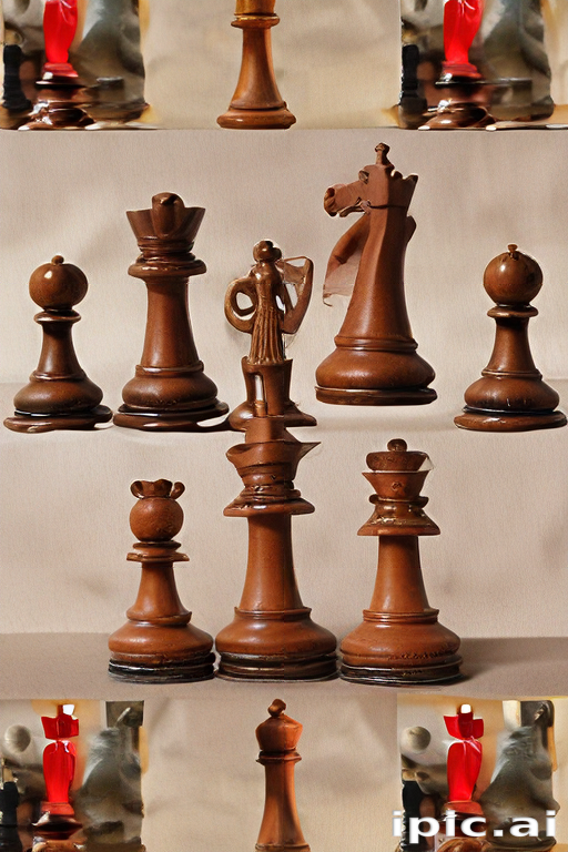 Classic Wooden Chess Pieces Arranged Creatively Against a Soft Background