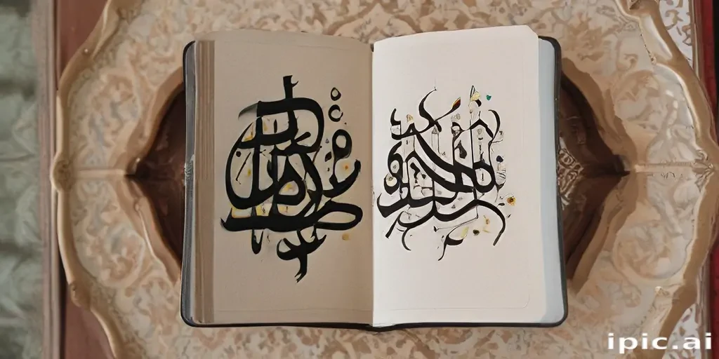 Beautifully Crafted Arabic Calligraphy on an Open Book Displayed Elegantly