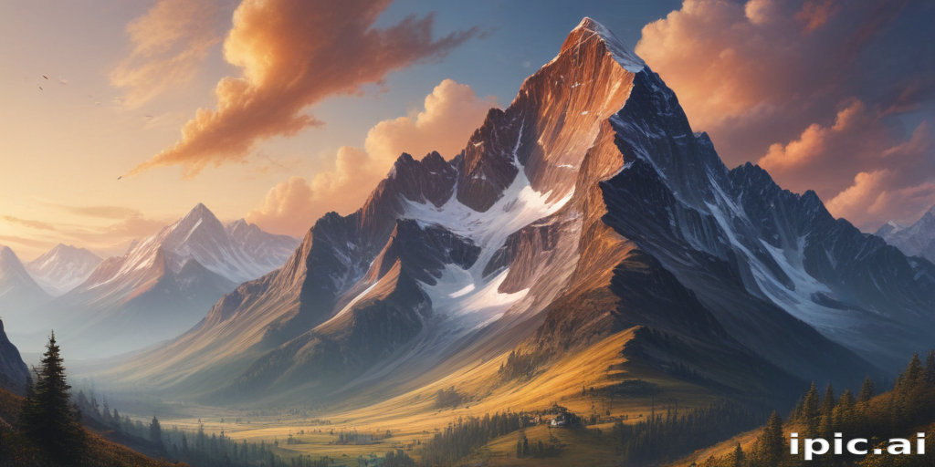 Majestic Mountain Landscape at Sunset with Lush Green Valley Below