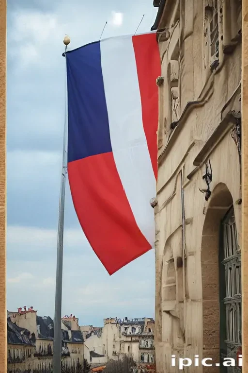 French Flag Flying Proudly Against a Historic Parisian Backdrop
