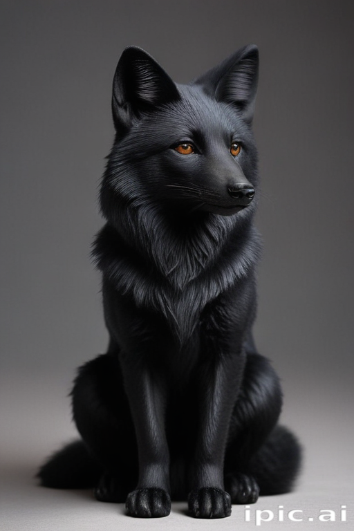 A Majestic Black Fox with Luscious Fur Posing Elegantly Against a ...
