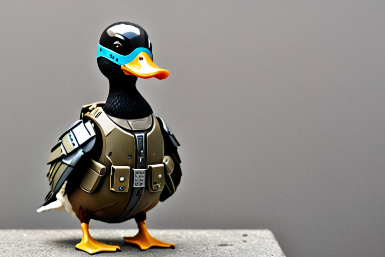 a duck with a cyberpunk outfit