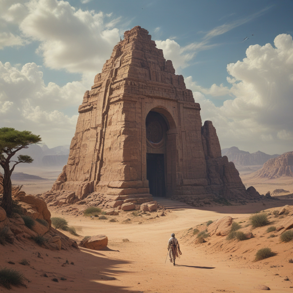 Jedi ténébreux, paysage apocaliptyque, temple au loin