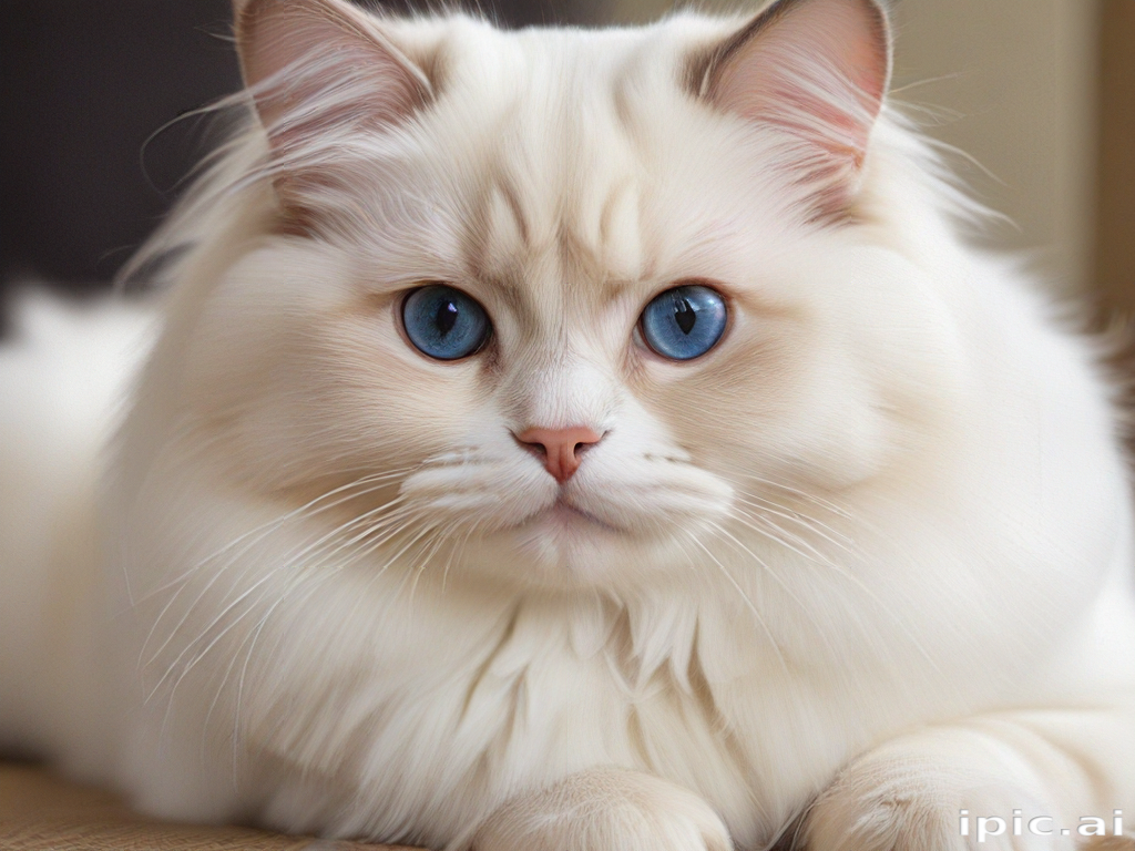 Adorable Fluffy Cat with Striking Blue Eyes and Soft White Fur
