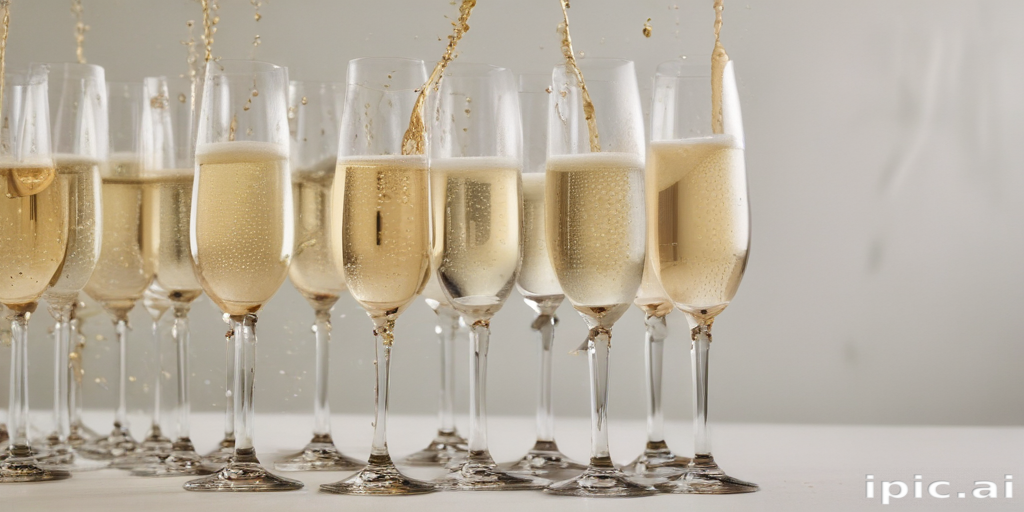 Celebratory Toast: Sparkling Champagne Flutes Overflowing with Bubbles ...