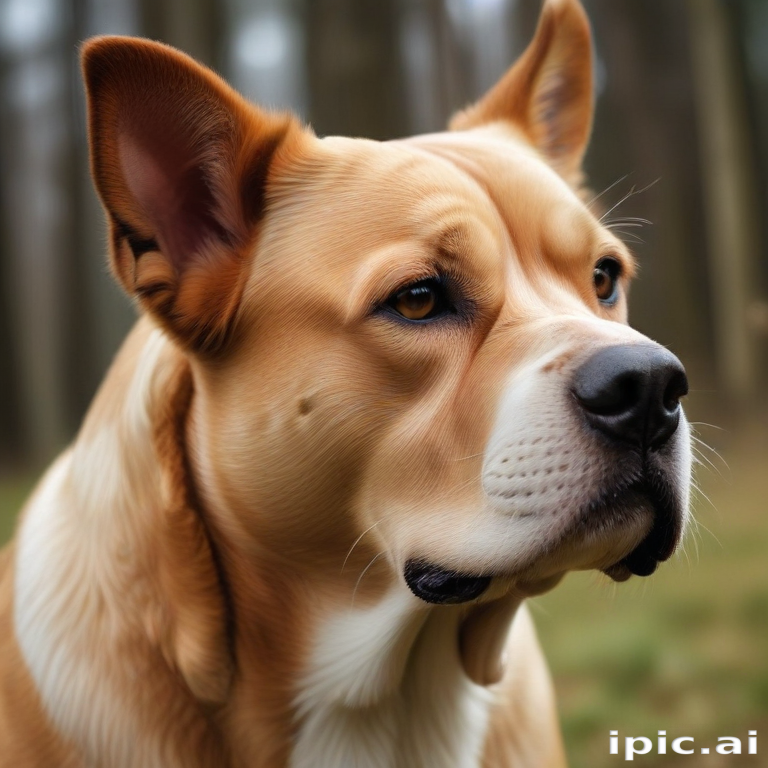 A Close-Up Portrait of a Dog in a Forest Setting.