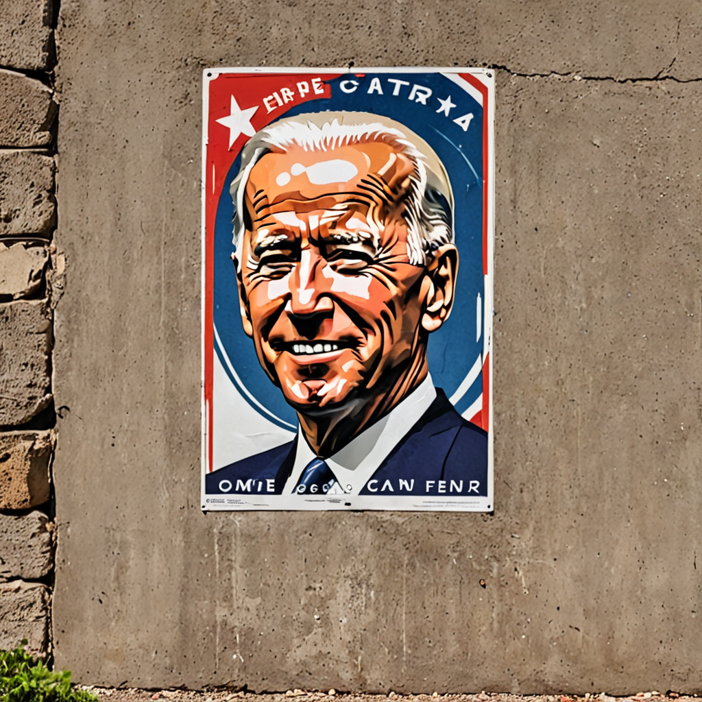 CCCP propaganda style mural of Biden campaign poster