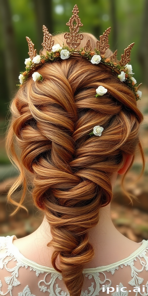 Elegant Braided Hairstyle Adorned with Floral Accents in Enchanted Forest