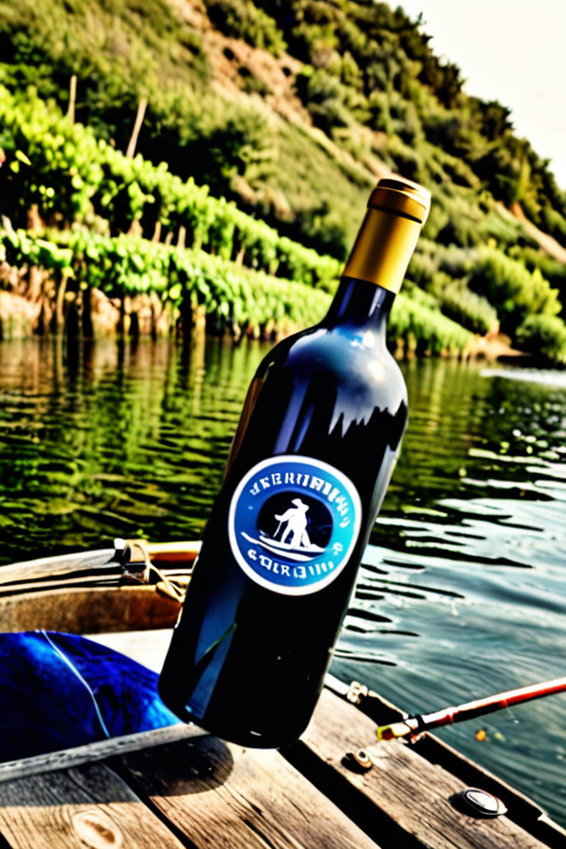 A fisherman fishing wine bottles