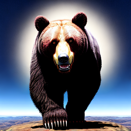 beast like a bear, with a head full of fangs, one leg, levitating