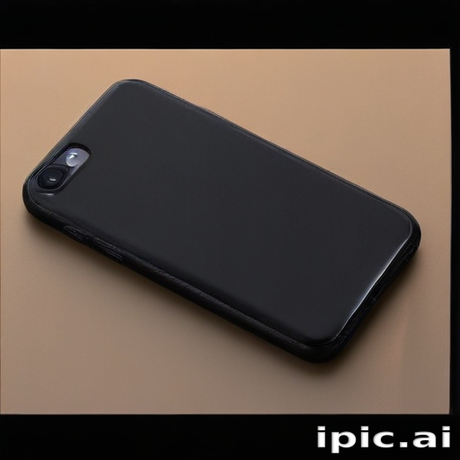 A Sleek Black Smartphone Case Displayed on a Smooth Golden Surface.